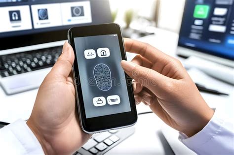 Person Using Fingerprint Authentication On A Smartphone For Secure