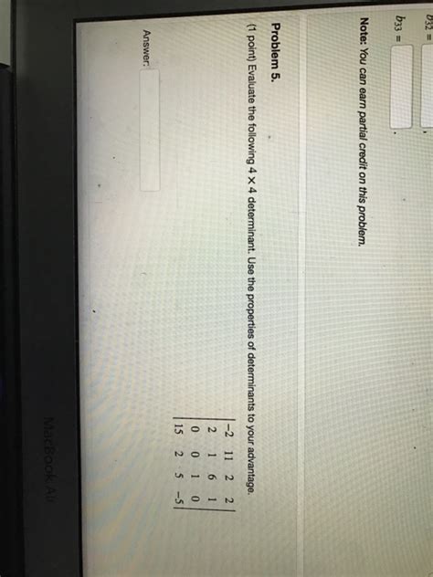 Solved Evaluate The Following 4x4 Determinant Use The