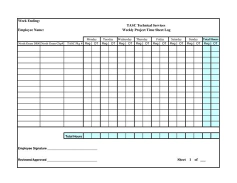 Weekly Project Timesheet Template Excel