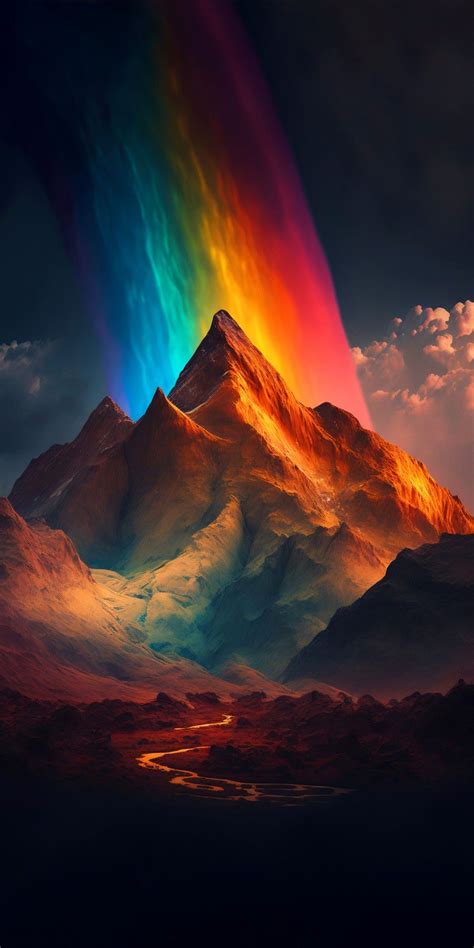 Rainbow Over A Mountain Mountain Landscape With Rainbow Background
