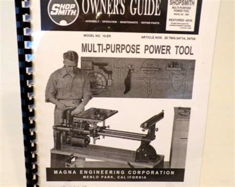 Shopsmith Model 10 Er Owners Guide And Parts Manual Etsy
