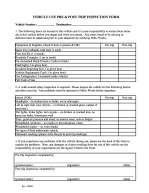 Pre And Post Trip Vehicle Inspection Forms Fill Out And Sign