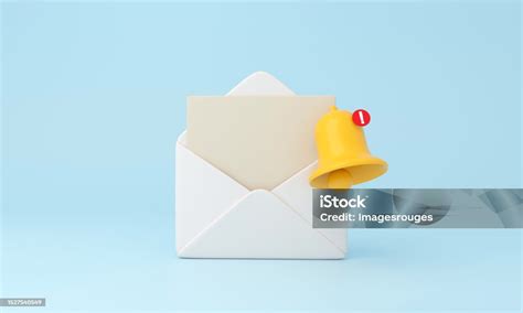 봉투 메일 및 알림 벨 아이콘입니다 새 메일 알림 새로운 편지 또는 메시지에 대한 통지 3차원 형태에 대한 스톡 사진 및 기타 이미지 Istock