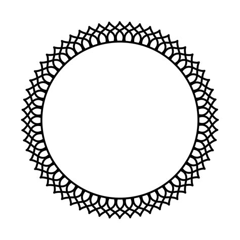 Round Geometrical Floral Border Frame Design Simple Black And White