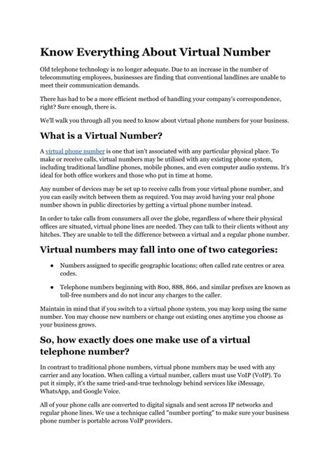 PPT Know Everything About Virtual Number Docx PowerPoint Presentation
