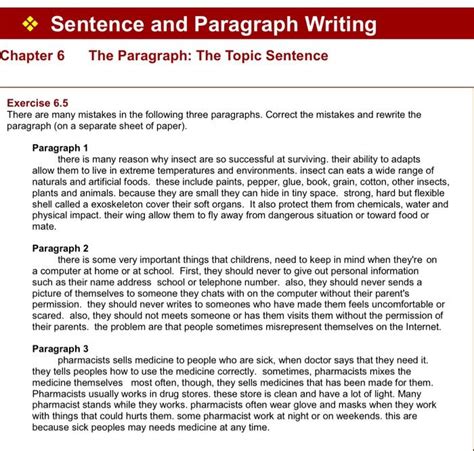 Sentence And Paragraph Writing Chapter 6 The Chegg