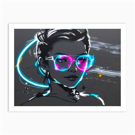 Neon Girl With Glasses Art Print By Ad Artwork Fy