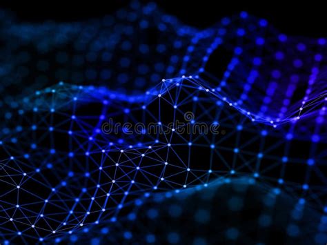 3d Flowing Network Connections Design With Connecting Lines And Dots Stock Illustration