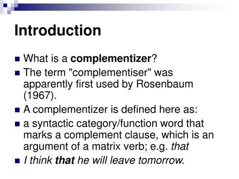Ppt The Role Of Complementizers In Verb Classification In Thai