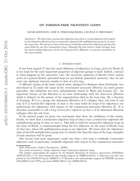 PDF On Torsion Free Nilpotent Loops