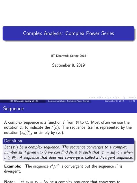 Complex Analysis Complex Power Series September 8 2019 Pdf Power Series Holomorphic