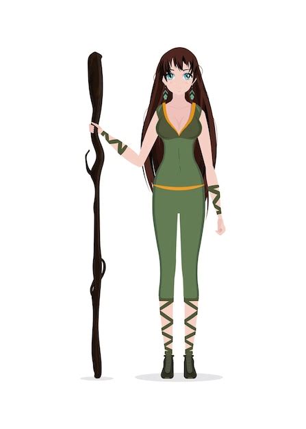 Chica Anime Vestida Con Un Traje De L Tex Estilo De Dibujos Animados Vector Aislado Vector Premium
