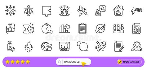 Outsource Work Teamwork And Saving Electricity Line Icons For Web App Pictogram Icon Line
