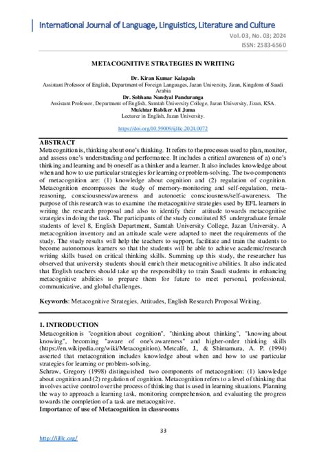 Pdf Metacognitive Strategies In Writing