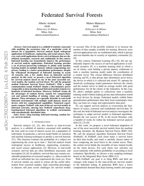 Federated Survival Forests Deepai