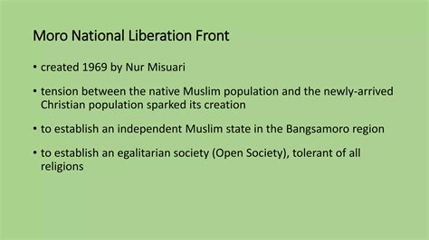 Moro National Liberation Front And Moro Islamic Liberation Front Pptx