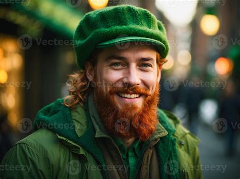 Ai Generated Portrait Of Ginger Man With Orange Beard In St Patricks