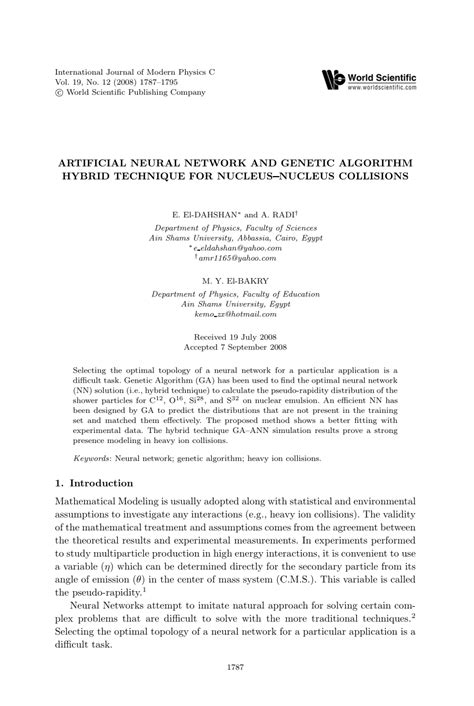 pdf artificial neural network and genetic algorithm hybrid technique