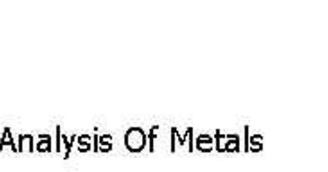 Manual For The Chemical Analysis Of Metals Imgur