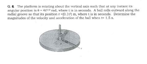 Solved Q The Platform Is Rotating About The Vertical Chegg
