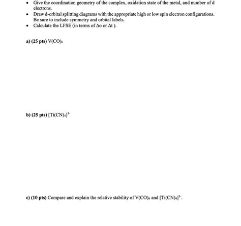 Solved Give The Coordination Geometry Of The Complex