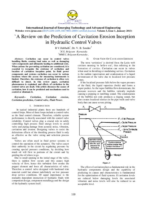 Pdf 10`a 110`a Review On The Prediction Of Cavitation Erosion Inception In Hydraulic Control