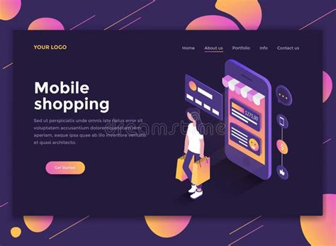 Flat Modern Design Of Website Template Mobile Shopping Stock Vector Illustration Of Delivery