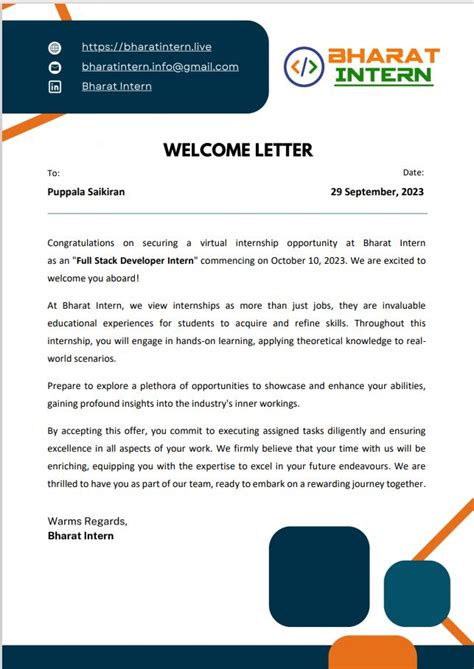 Sai Kiran Puppala On Linkedin Internship Fullstackdeveloper