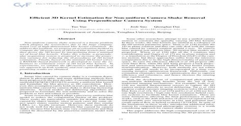 efficient 3d kernel estimation for non uniform camera · efﬁcient 3d kernel estimation for