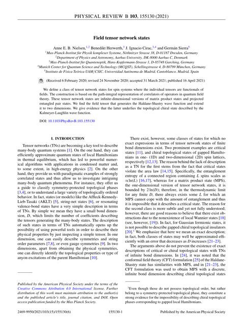 Pdf Field Tensor Network States