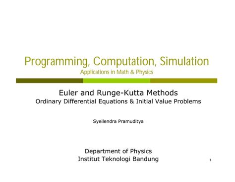 Spsf04 Euler And Runge Kutta Methods Pdf Programming Languages