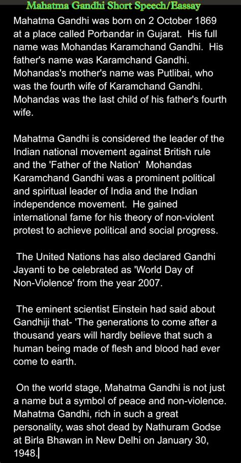 gandhi ji short speech in english 2 october speech image