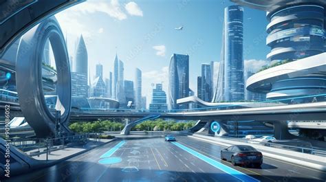 A Futuristic City With Autonomous Vehicles Navigating Smoothly Through
