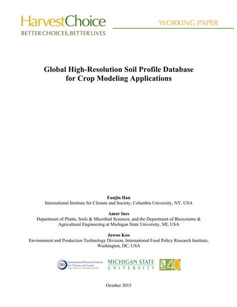 PDF Global High Resolution Soil Profile Database For Crop Modeling Applications