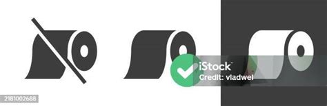 화장지 롤 아이콘 벡터 간단한 그래픽 픽토그램 솔리드 스타일 세트 세면 용품 폐기물 허용되지 않음 금지 기호 기호 외딴 실루엣 모양 이미지 클립 아트 가정 생활에 대한 스톡