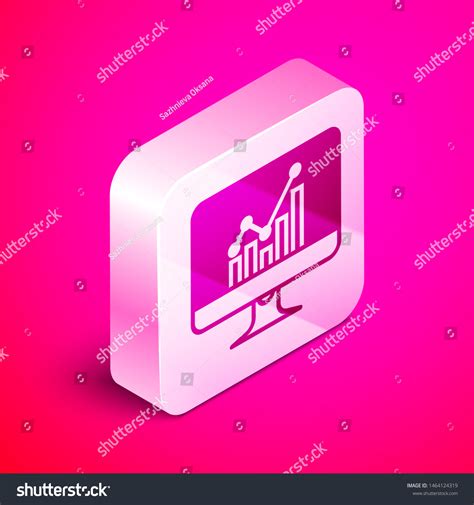 Isometric Computer Monitor Graph Chart Icon Vector De Stock Libre De Regalías 1464124319