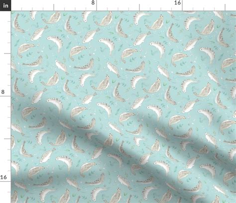 Playful Seal Print Aqua 01 Fabric Spoonflower