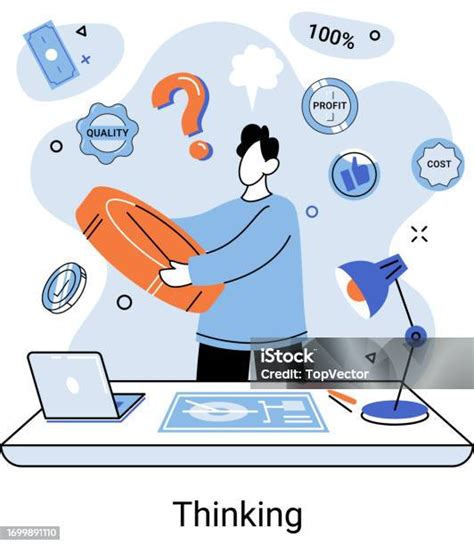 문제 해결 개념 궁금해하거나 생각하는 사람 계획하거나 숙고하는 사람 물음표 개념에 대한 스톡 벡터 아트 및 기타 이미지 개념