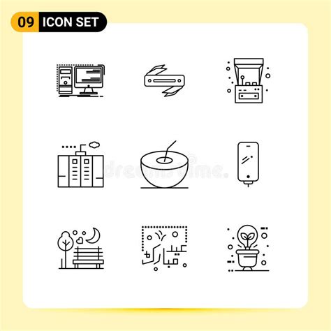 Pack Of 9 Creative Outlines Of Power Energy Blade Emergency Play Stock Vector Illustration