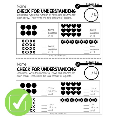 Lucky To Learn Math Lesson 96 Arrays Check For Understanding Lucky Little Learners