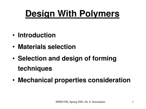 Pdf Polymer Science And Engineering Course April 2 Lecture