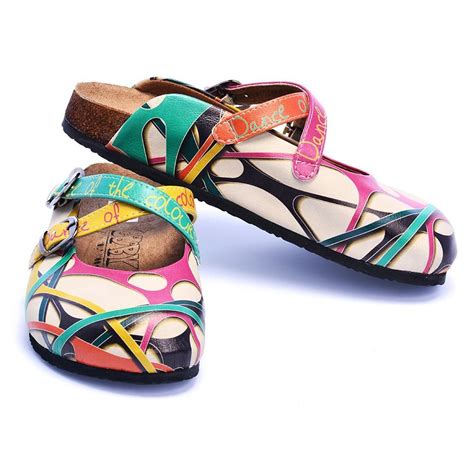 Goby Women S Shoes Colourful Lines Clog Sandals BKS109 Quirky