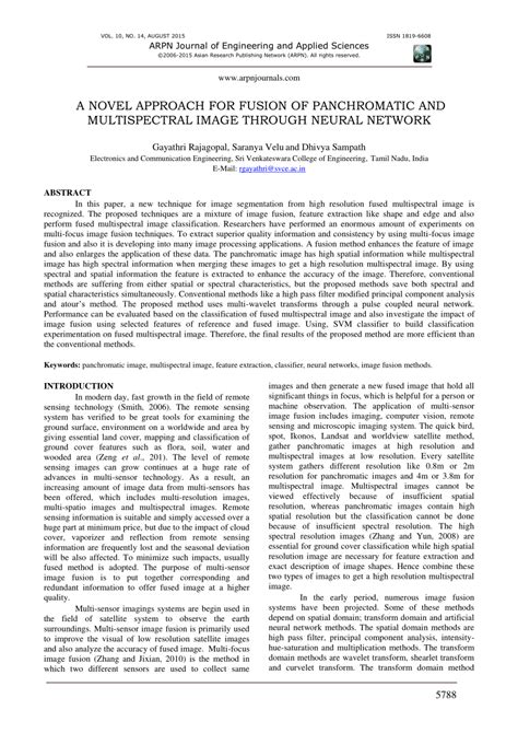 Pdf A Novel Approach For Fusion Of Panchromatic And Multispectral