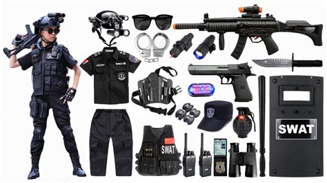 Special Police Weapons Toy Set Unboxing M416 Guns Gas Mask Glock Pistol Dagger Youtube