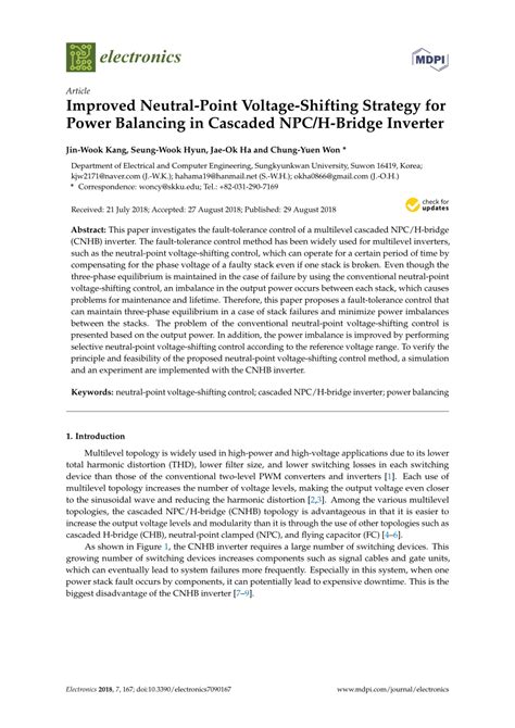 Pdf Improved Neutral Point Voltage Shifting Strategy For Power Balancing In Cascaded Npc H