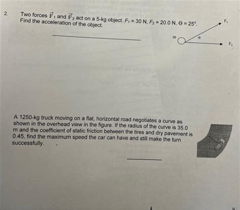 Solved Two Forces F1 And F2 Act On A 5 Kg Object F1 30