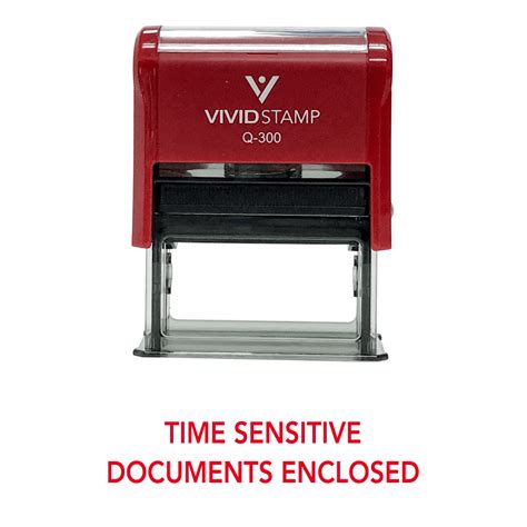 Vivid Stamp Time Sensitive Documents Enclosed Self Inking Rubber Stamp
