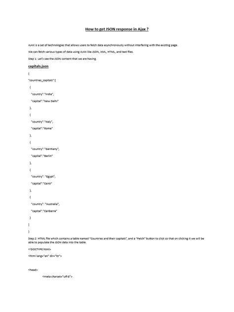 How To Get Json Response In Ajax Pdf Ajax Programming Networking