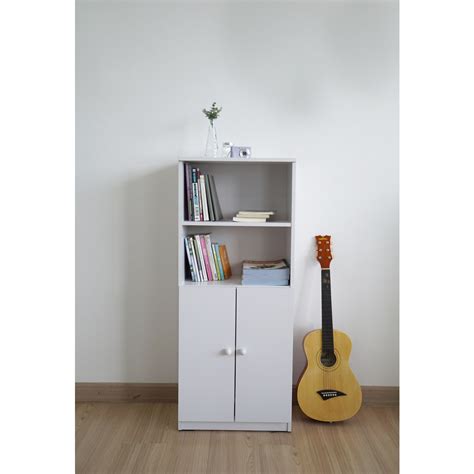 Prospace ชั้นวางของแบบมีประตู 4 ชั้น ชั้นหนังสือ 4 ชั้น 2d ชั้นเอนกประสงค์ 4 ชั้น 2 ประตู สีขาว