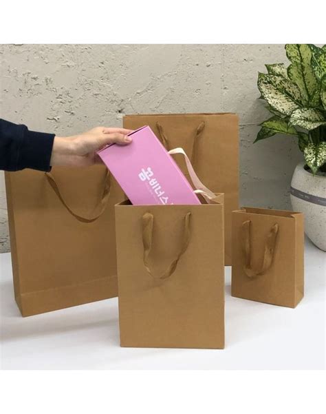크라프트 무지 세로 직사각쇼핑백 종이가방 중 W99ec69